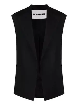 JIL SANDER Tailored Vest With Frayed Edge - Black