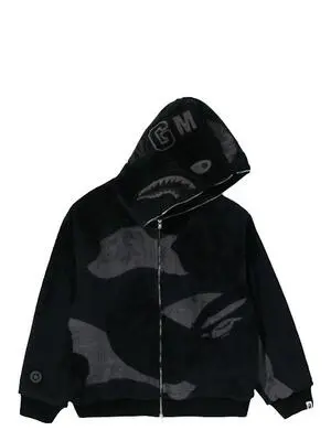 A BATHING APE Camo Shark Full Zip Sherpa Jacket - Black
