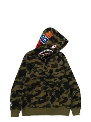 A BATHING APE 1st Camo Shark Hoodie - Green