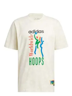 Adidas Worldwide Hoops Graphic Tee Shirt - Ivory/aluminium