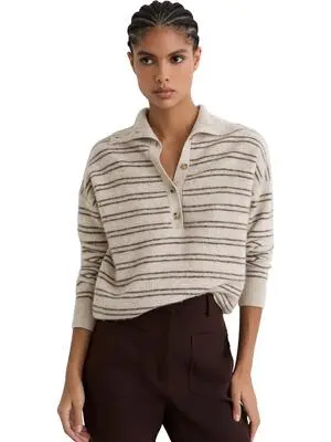 REISS Evana Wool-cashmere Striped Jumper - Neutral/brown