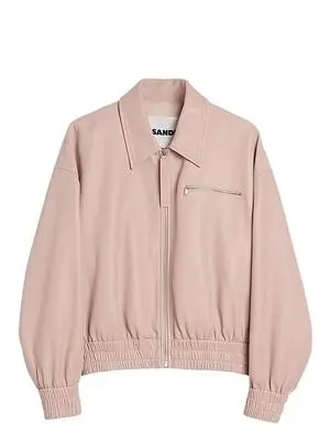 JIL SANDER Leather Bomber Jacket - Morganite