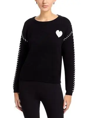 T Tahari Long Sleeve Intarsia Sweater - Black/ White