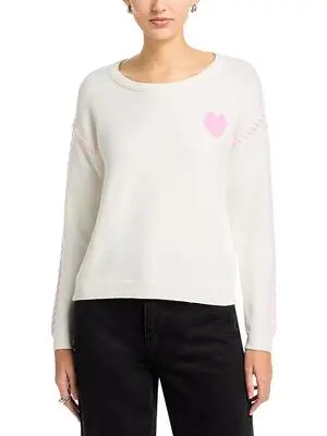 T Tahari Long Sleeve Intarsia Sweater - White Star
