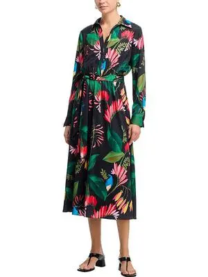 T Tahari Long Sleeve Faux Wrap Dress - Tropical Wonder