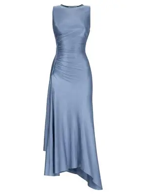 Victoria Beckham Woven And Draped Dress - Blue