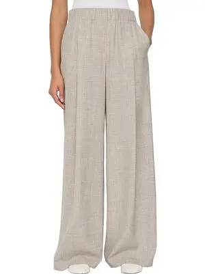 Lafayette 148 New York Astor Wide Leg Pleat Pants - Taupe Multi