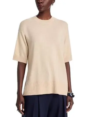 Lafayette 148 New York Crewneck Cashmere Sweater - Taupe Melange