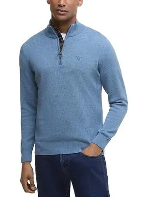 Barbour Cotton Half Zip Knitted Sweater Bluestone