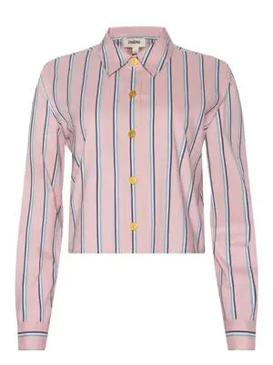 L'Agence Cosette Cropped Shirt - Pale Rose Stripe