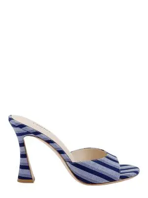 L'Agence Avery Open-toe Mule - Light Blue Stripe