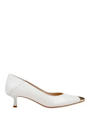 L'Agence Garlan Leather Kitten Heel Pump - Pearl Leather