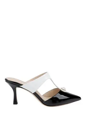L'Agence Bayonne Mule - Black/white Patent