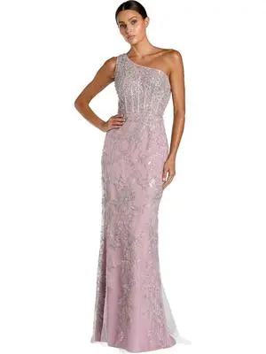 Mac Duggal Hand-embellished One-shoulder Evening Gown - Purple