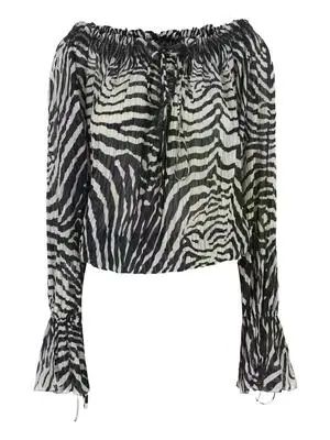 Blumarine Zebra Print Lace Blouse White