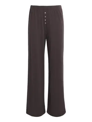 LESET Cotton Pointelle Lounge Trousers - Brown