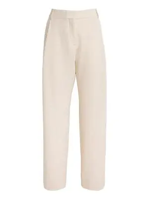 ME+EM Bouclé Pleated Tapered Trousers - White