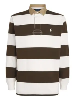 Polo Ralph Lauren Cotton Stripe Polo Pony Rugby Shirt - Brown