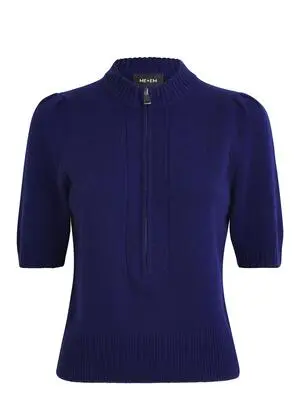 ME+EM Cashmere Half-zip T-shirt - Blue