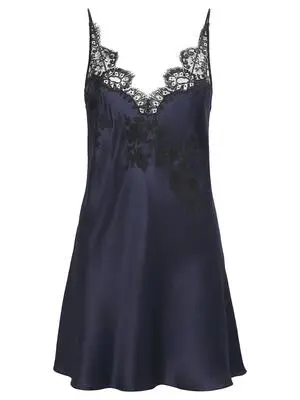 Carine Gilson Silk Babydoll Julia Slip Dress - Navy
