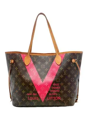 LOUIS VUITTON 2015 Monogram V Neverfull Mm Tote Bag - Brown