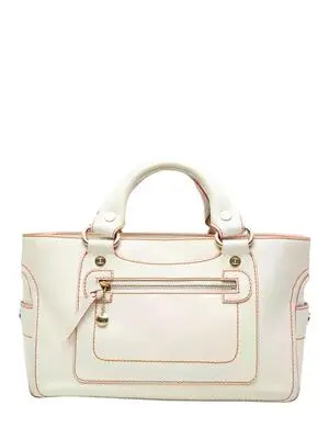 Celine 2000 Leather Boogie Handbag - White
