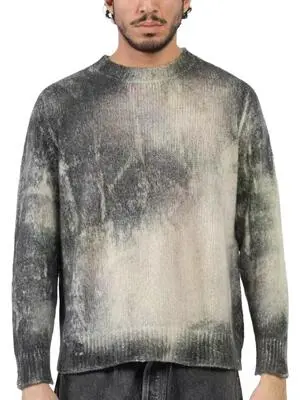 Avant Toi Distressed Crew-neck Sweater - Grey