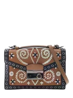 PRADA Saffiano Embroidered Pattina Satchel