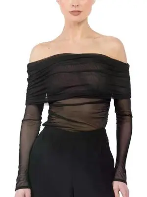 Lapointe Off-shoulder Long-sleeve Blouse - Black