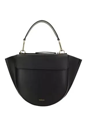 WANDLER Small Hortensia Leather Tote Bag - Black