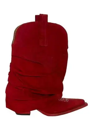 R13 Embroidered Leather Boots - Red