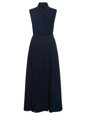 Gabriela Hearst Durand Pleated Belted Maxi Dress - Blue