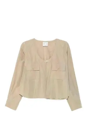 FORTE_FORTE Flap-pocket Long-sleeved Blouse - Neutrals