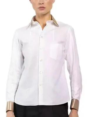 SHIRO SAKAI Contrast-collar Long Sleeve Shirt - White