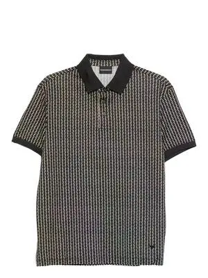 Emporio Armani Geometric-pattern Polo Shirt - Black