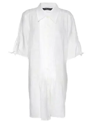 Marina Rinaldi Vintage Pleated Linen Dress - White