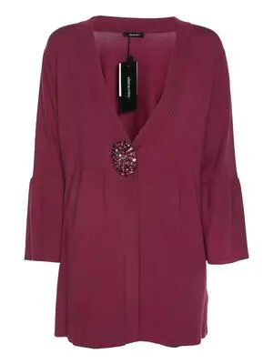 ELENA MIRO` Embellished V-neck Blouse - Pink