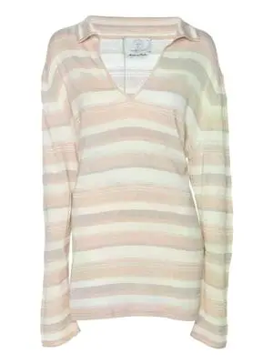 Marina Rinaldi Striped Knit Top - Neutrals