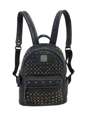 Mcm Stark Studded Leather Backpack - Blue