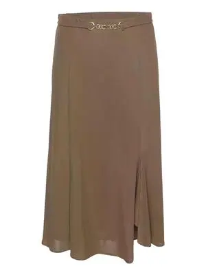 ELENA MIRO` Chain Detail Jersey Midi Skirt - Brown