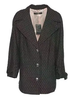 Marina Rinaldi Jacquard Wool Single-breasted Coat - Black