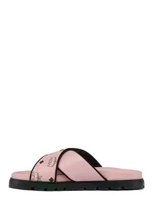 Mcm Logo-motif Flat Sandals - Pink