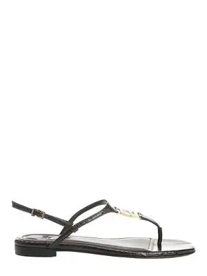 Fendi Logo-detail Leather Sandals - Brown