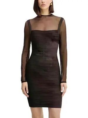 Herve Leger Long-sleeve Mini Dress - Brown