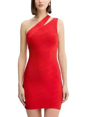 Herve Leger One-shoulder Mini Dress - Red