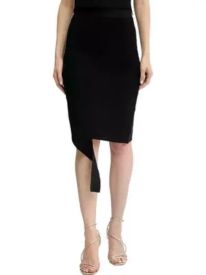 Herve Leger Alma Asymmetric Midi Skirt - Black