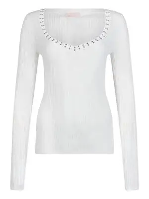 Liu Jo V-neck Studded Top - White