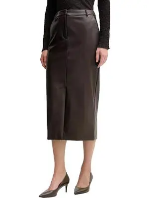 SANDRO FERRONE Slit Midi Pencil Skirt - Brown