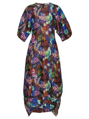 Henrik Vibskov Abstract-print Puff-sleeve Midi Dress - Blue