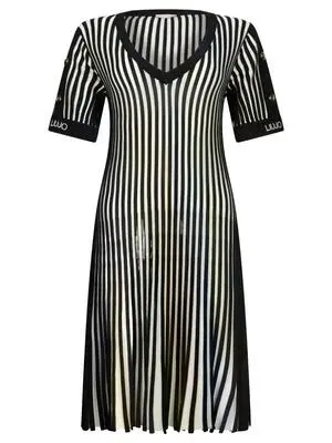 Liu Jo Ribbed-knit Striped Dress - Black